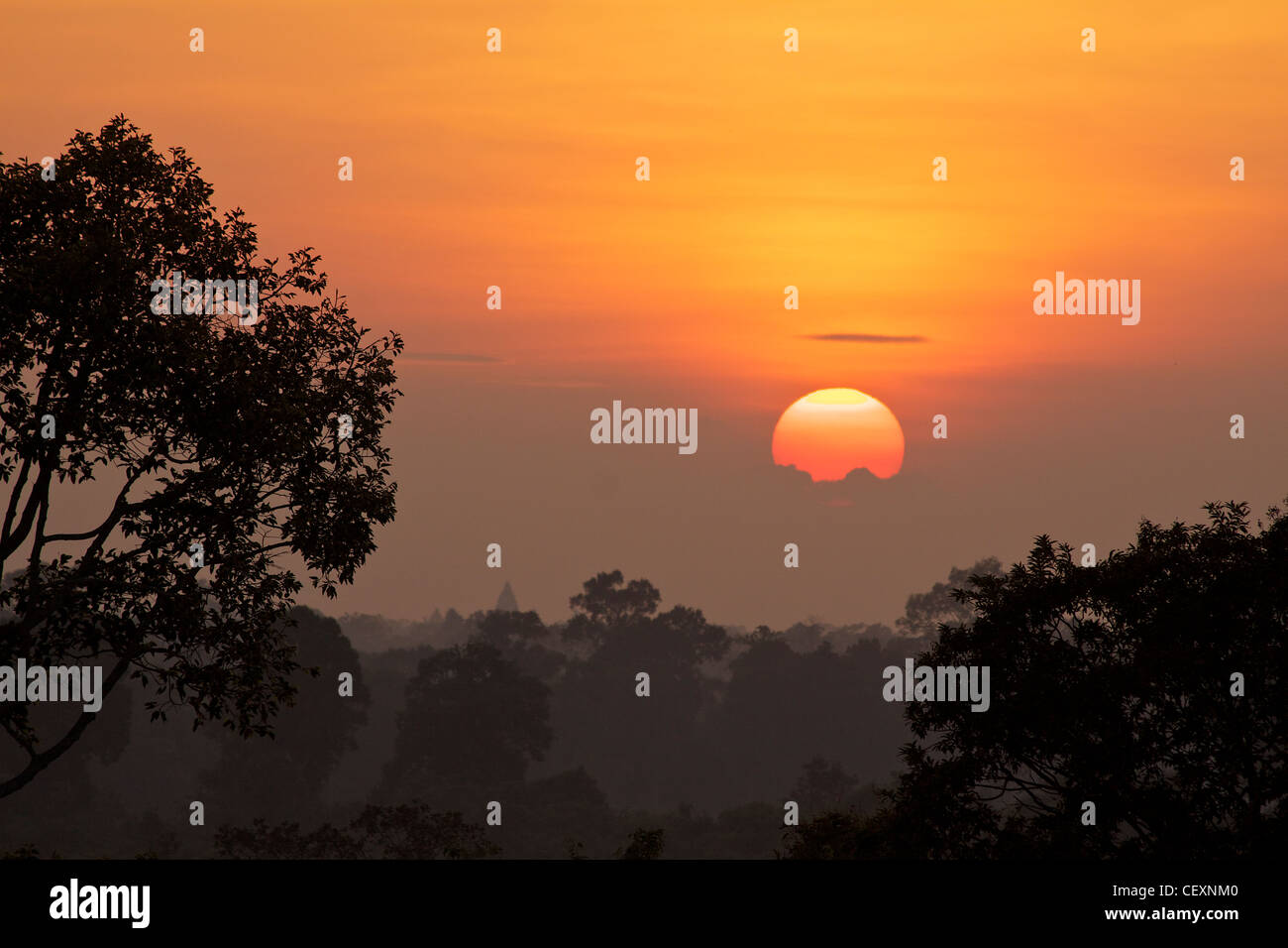 The central tower of Angkor Wat at sunset from the top of Pre-Rup ...