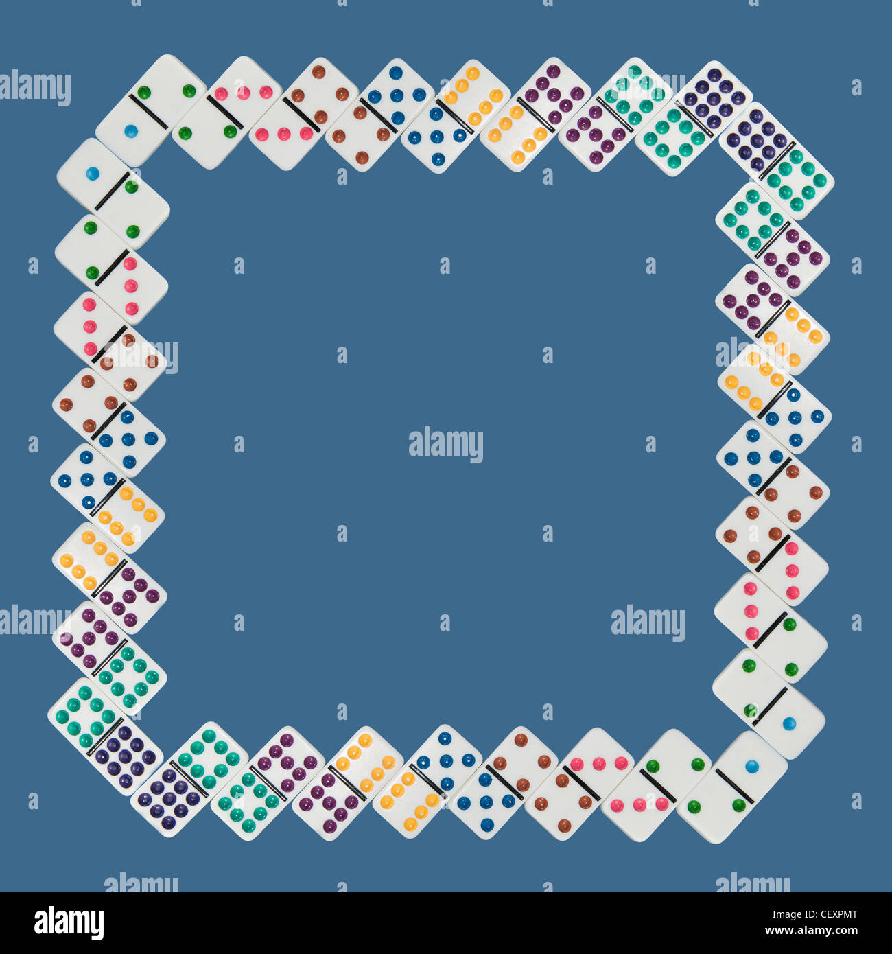 Frame square of dominoes in numerical order on blue background Stock ...