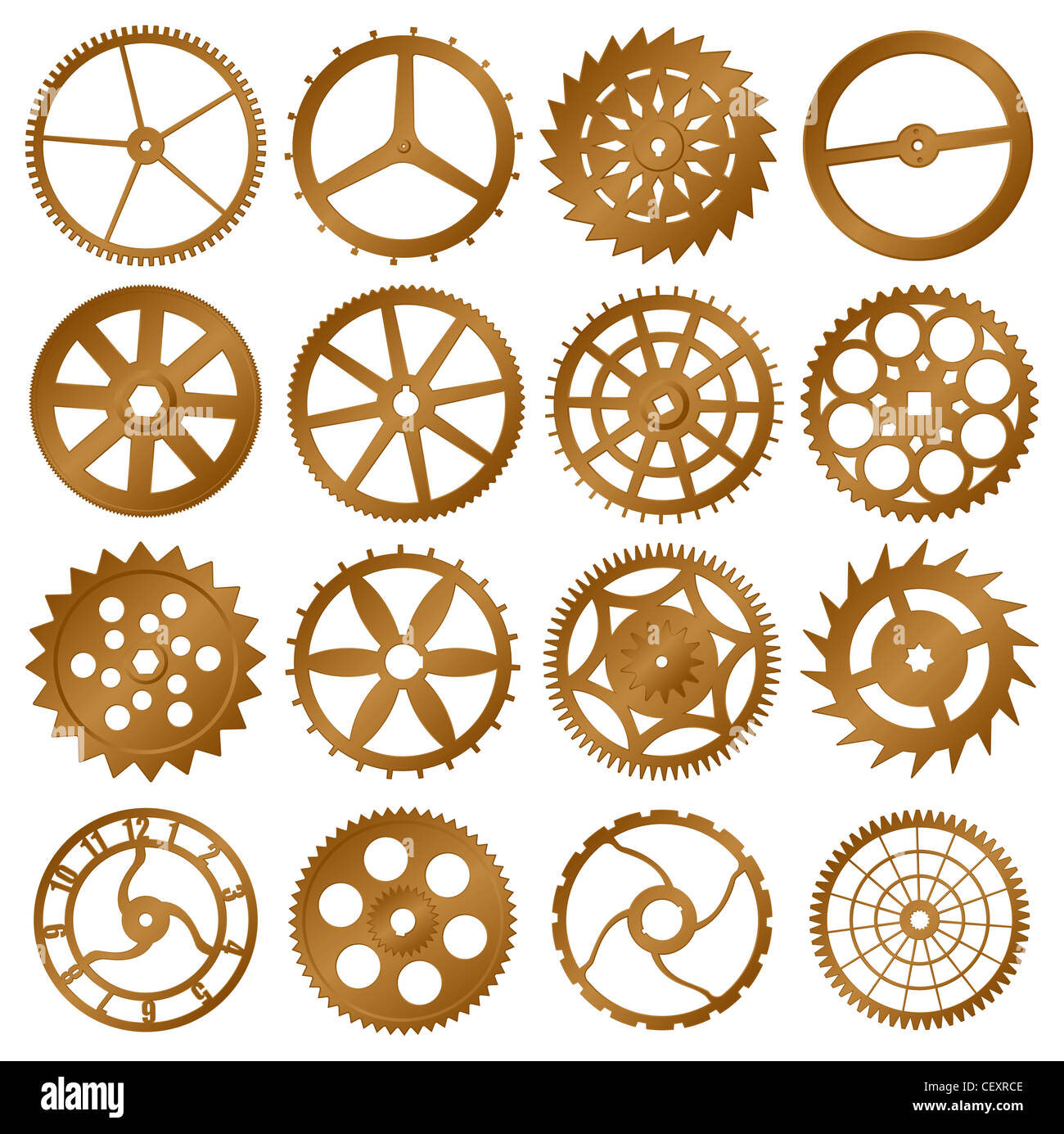 Set of elements for design - copper watch gears Stock Photo - Alamy