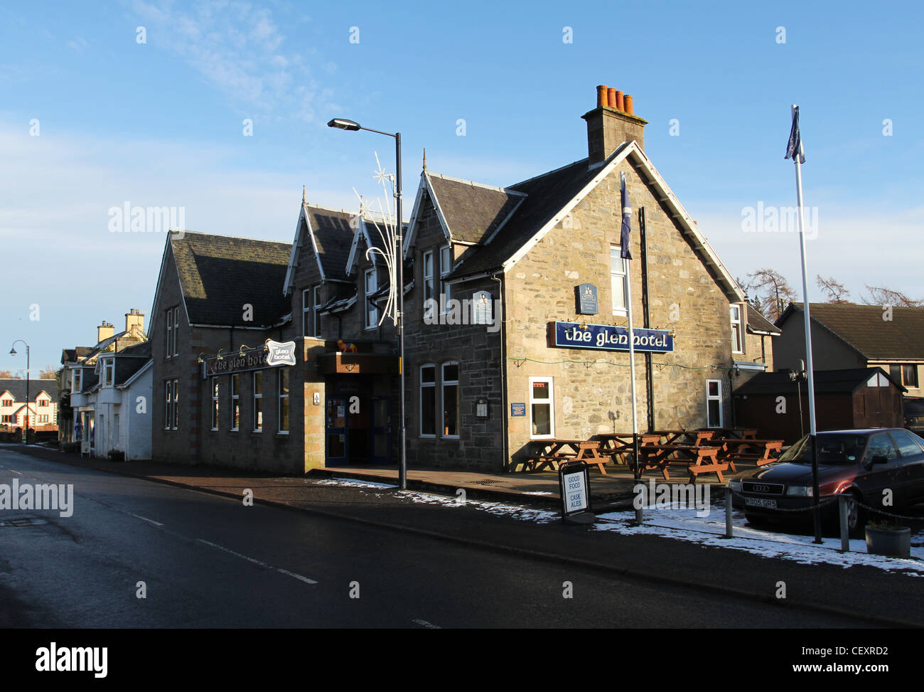 Exterior of The Glen Hotel Newtonmore Scotland January 2012 Stock Photo ...