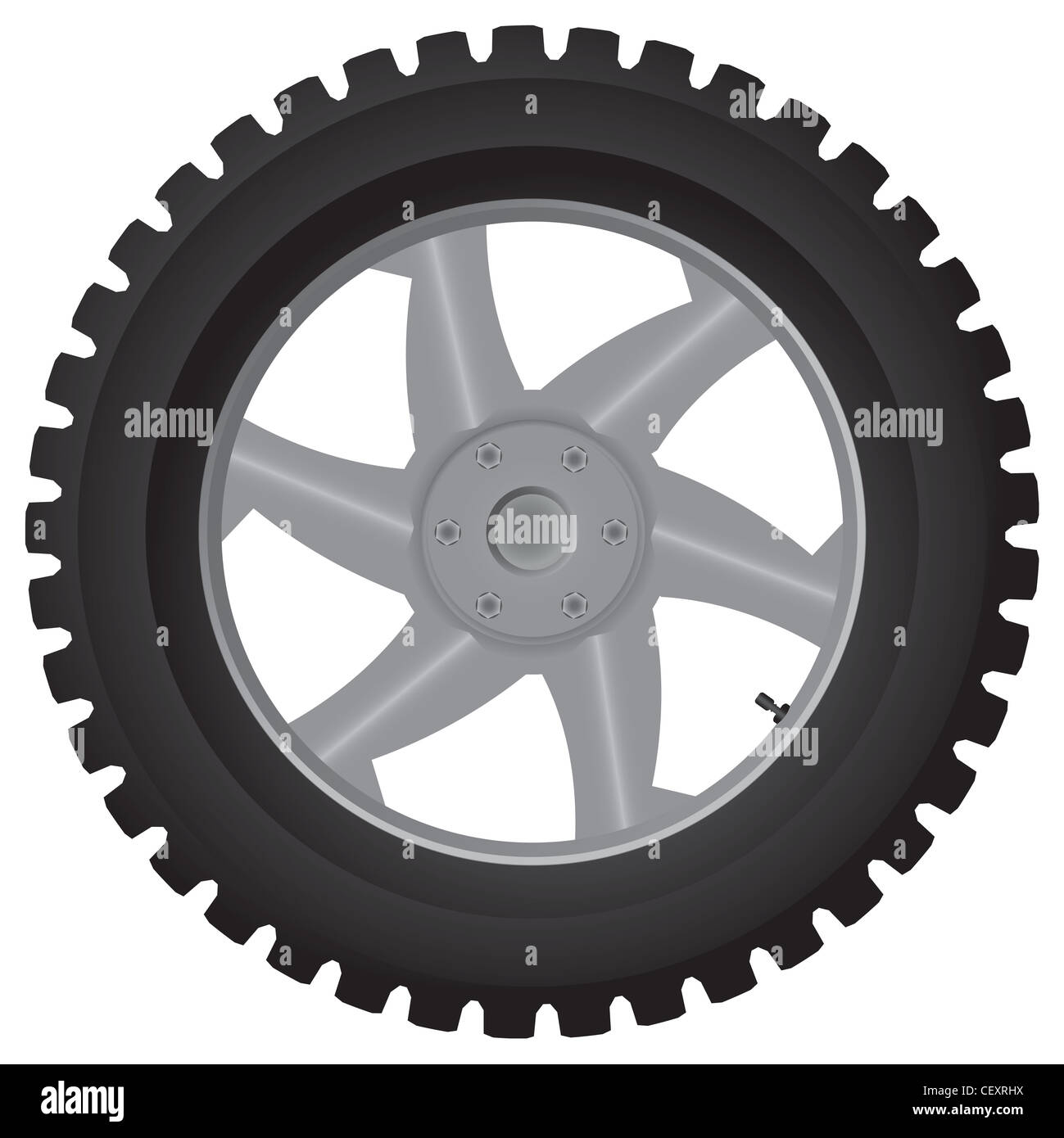 Normal car wheel on a white background - illustration Stock Photo - Alamy