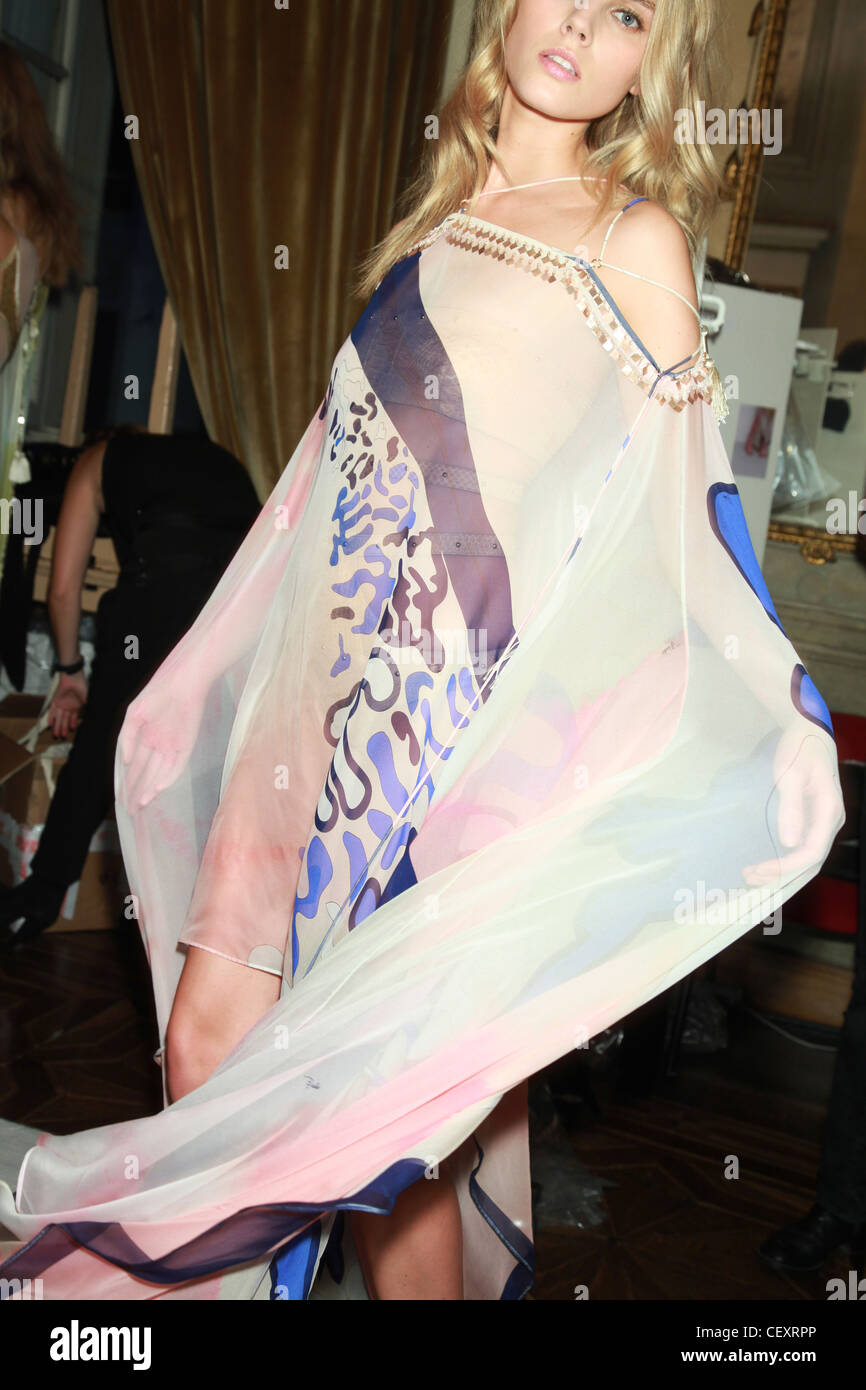Pucci Backstage Milan Ready to Wear Spring Summer Female wearing sheer ...