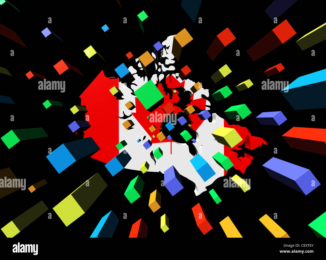 containers and Canada map flag illustration Stock Photo - Alamy