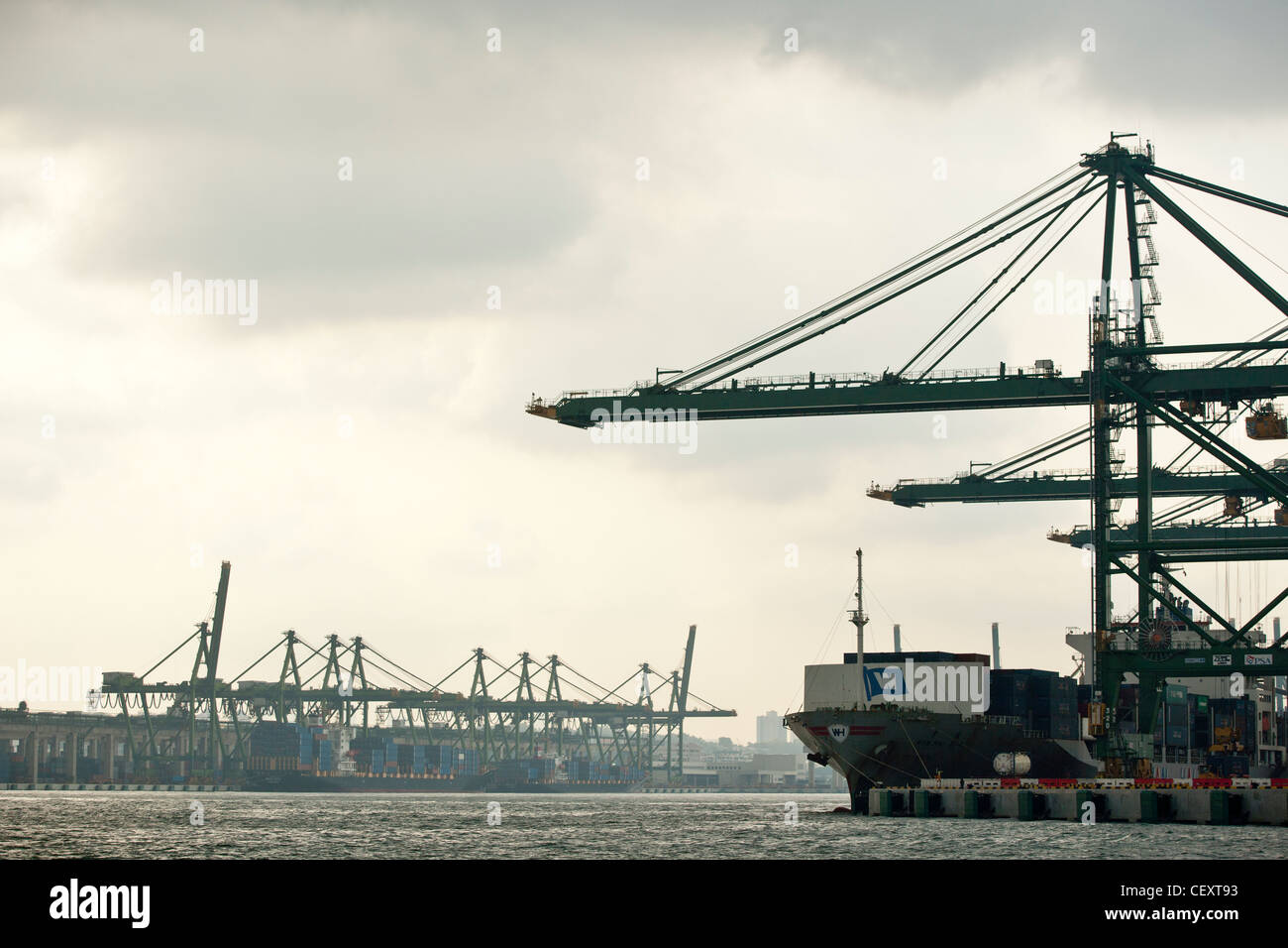 Container ships are seen moored at the Pasir Panjang terminal of the ...