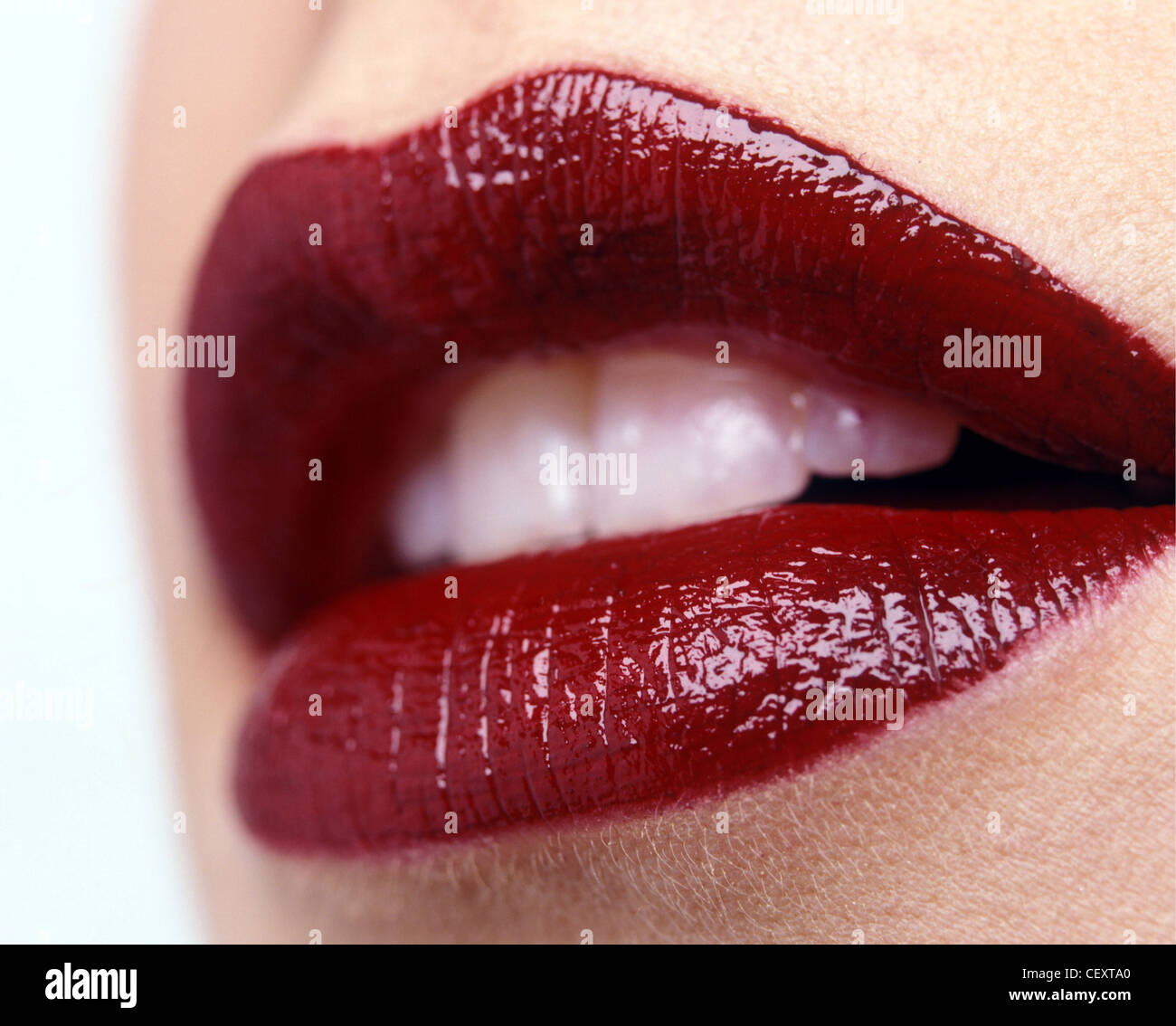 Red lips teeth full frame hi-res stock photography and images - Alamy
