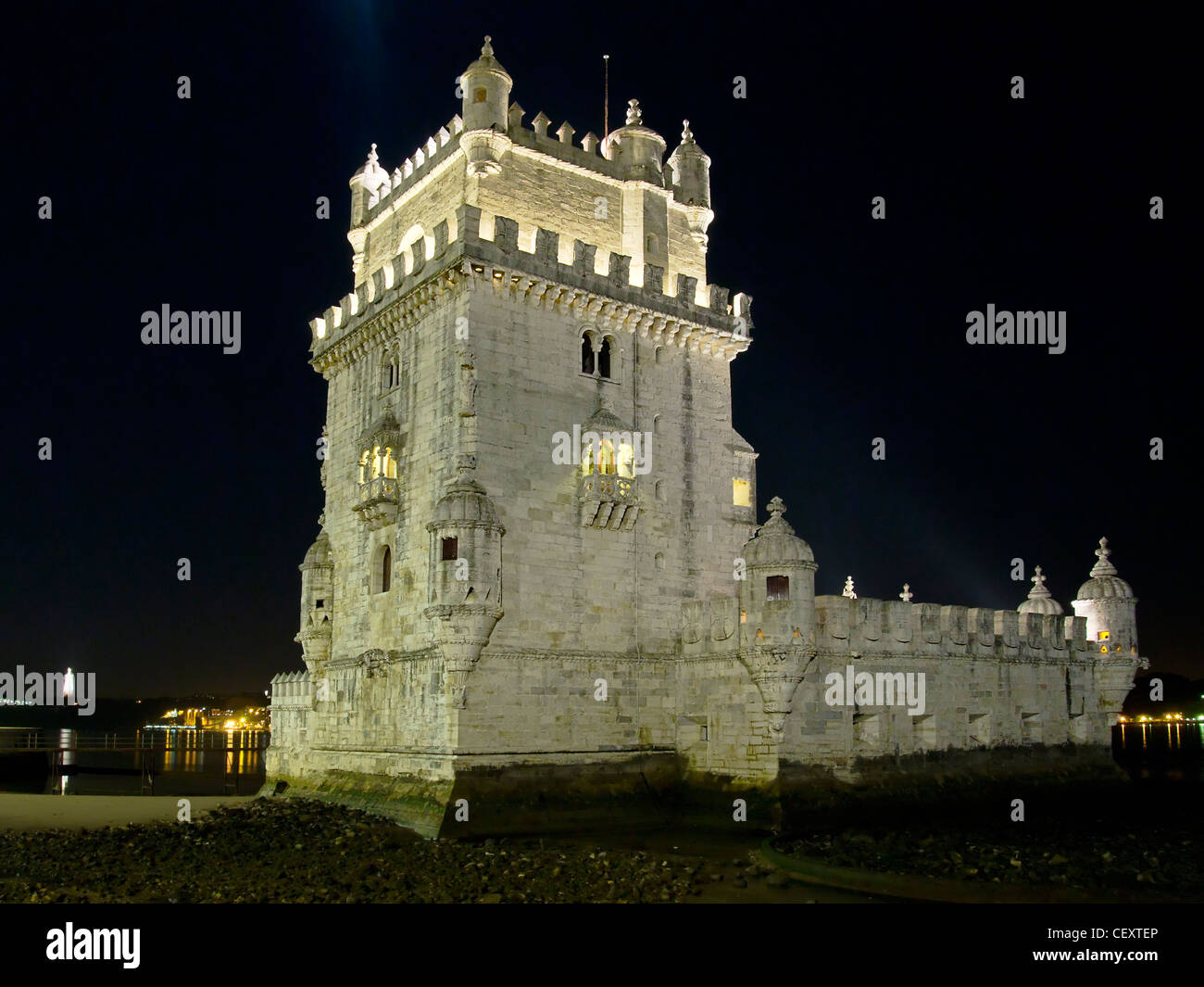 Tower of Belem At Night Stock Photo - Alamy
