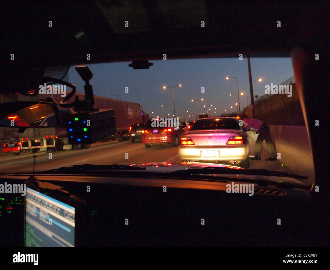 Interior computer and camera of State Police car Stock Photo - Alamy