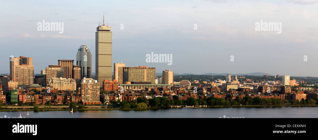 Panoramic view of the Boston, MA riverfront neighborhoods of Back Bay ...
