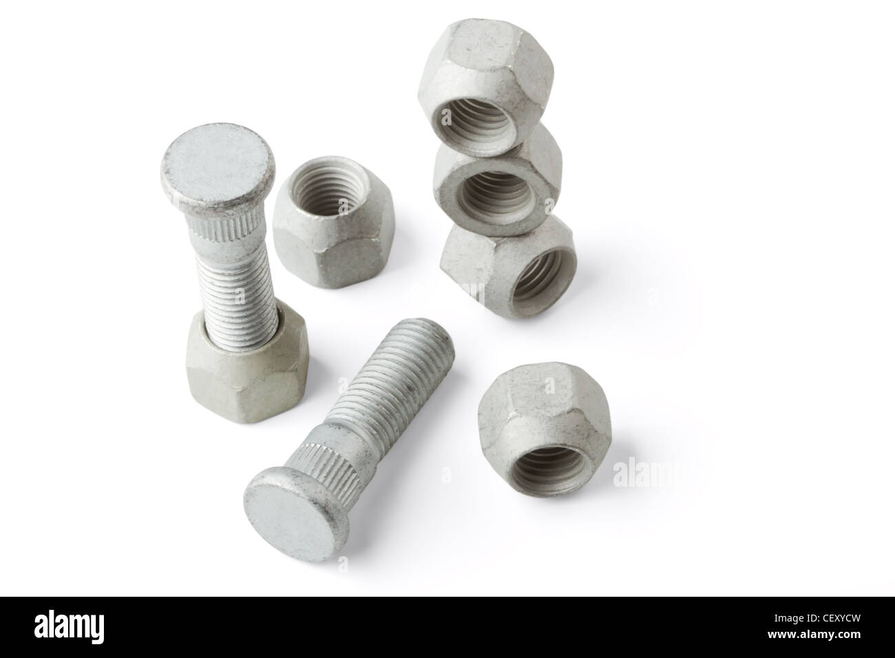 Wheel bolts and nuts isolated on a white background Stock Photo - Alamy