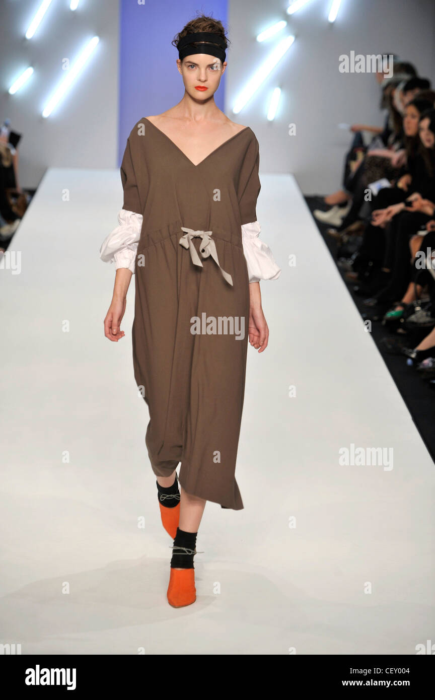 Betty Jackson London Ready to Wear Spring Summer Long brown smock dress ...