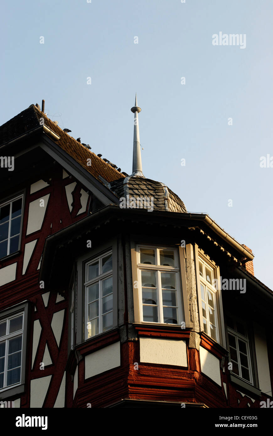 German timber-framed architecture in the town of Bensheim in Hesse ...
