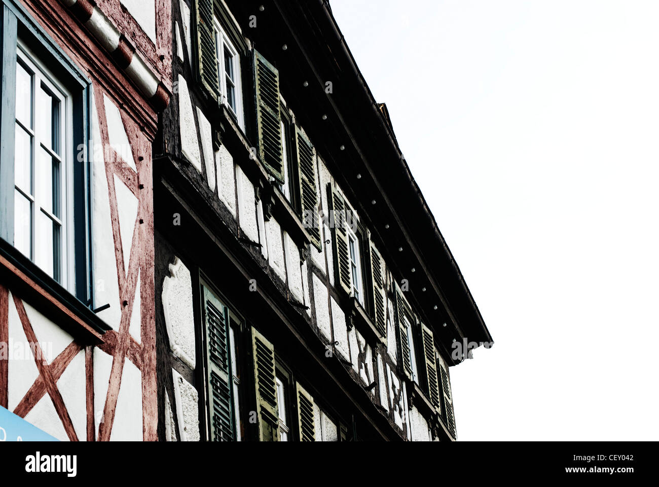 German timber-framed architecture in the town of Bensheim in Hesse ...