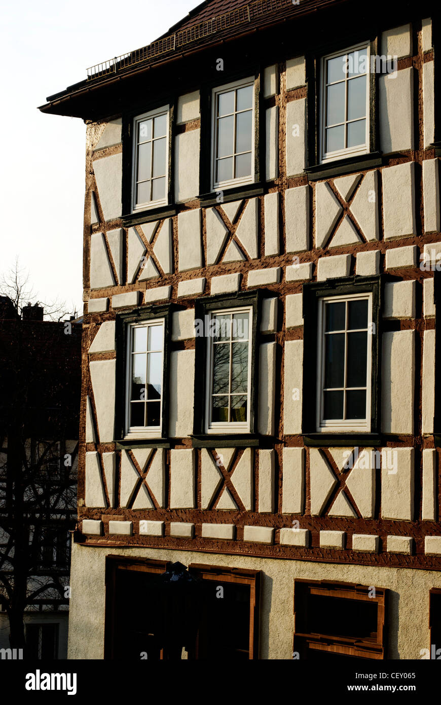 German timber-framed architecture in the town of Bensheim in Hesse ...