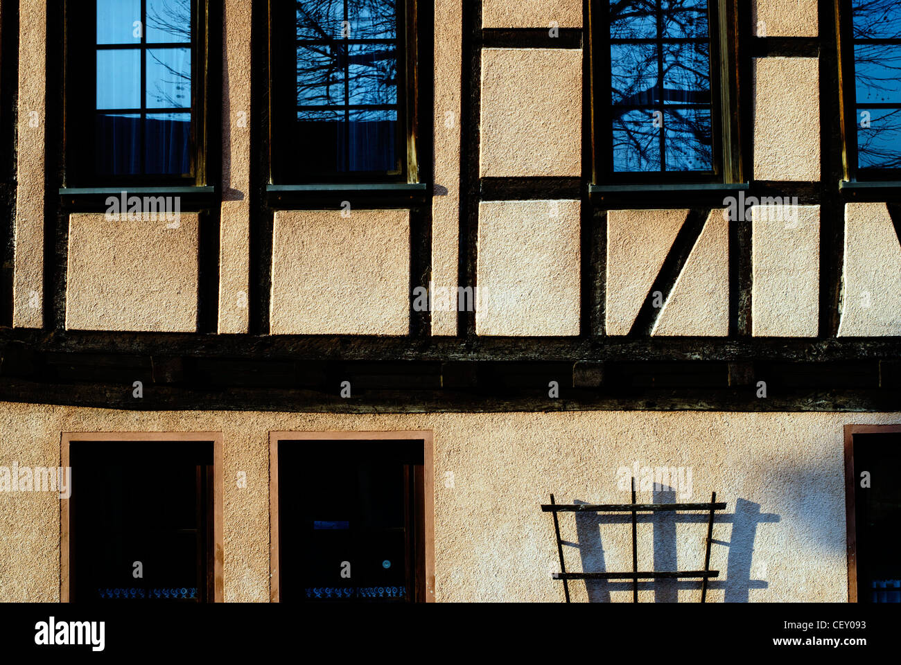 German timber-framed architecture in the town of Bensheim in Hesse ...