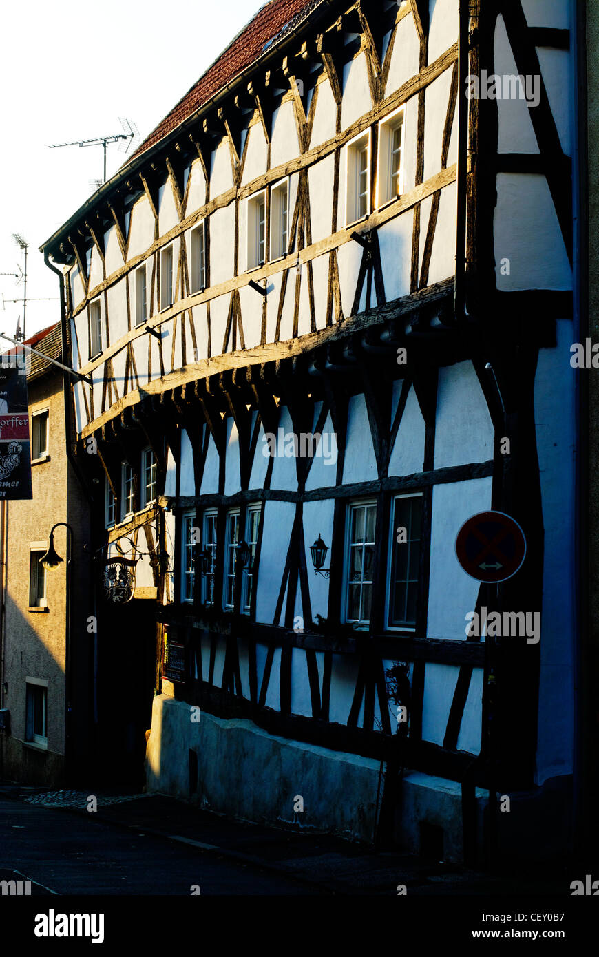 German timber-framed architecture in the town of Bensheim in Hesse ...