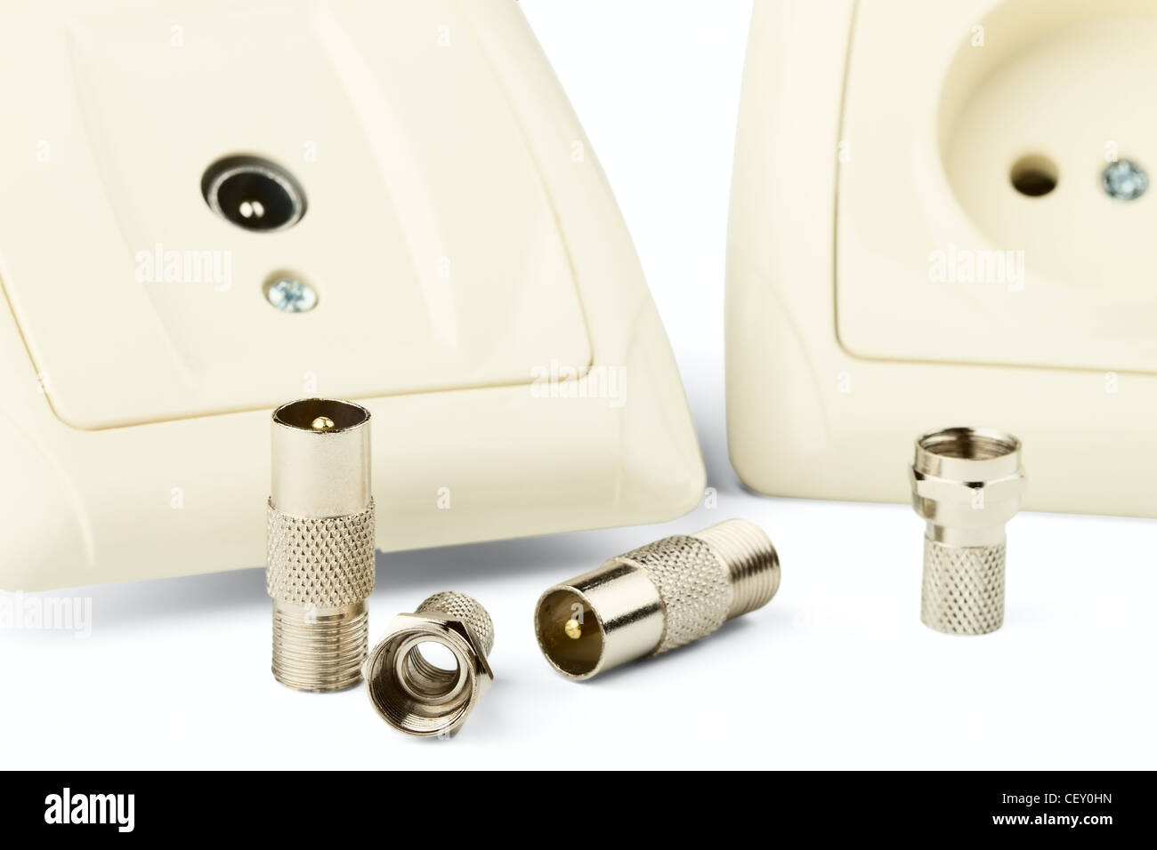 electric socket isolated on a white background Stock Photo - Alamy