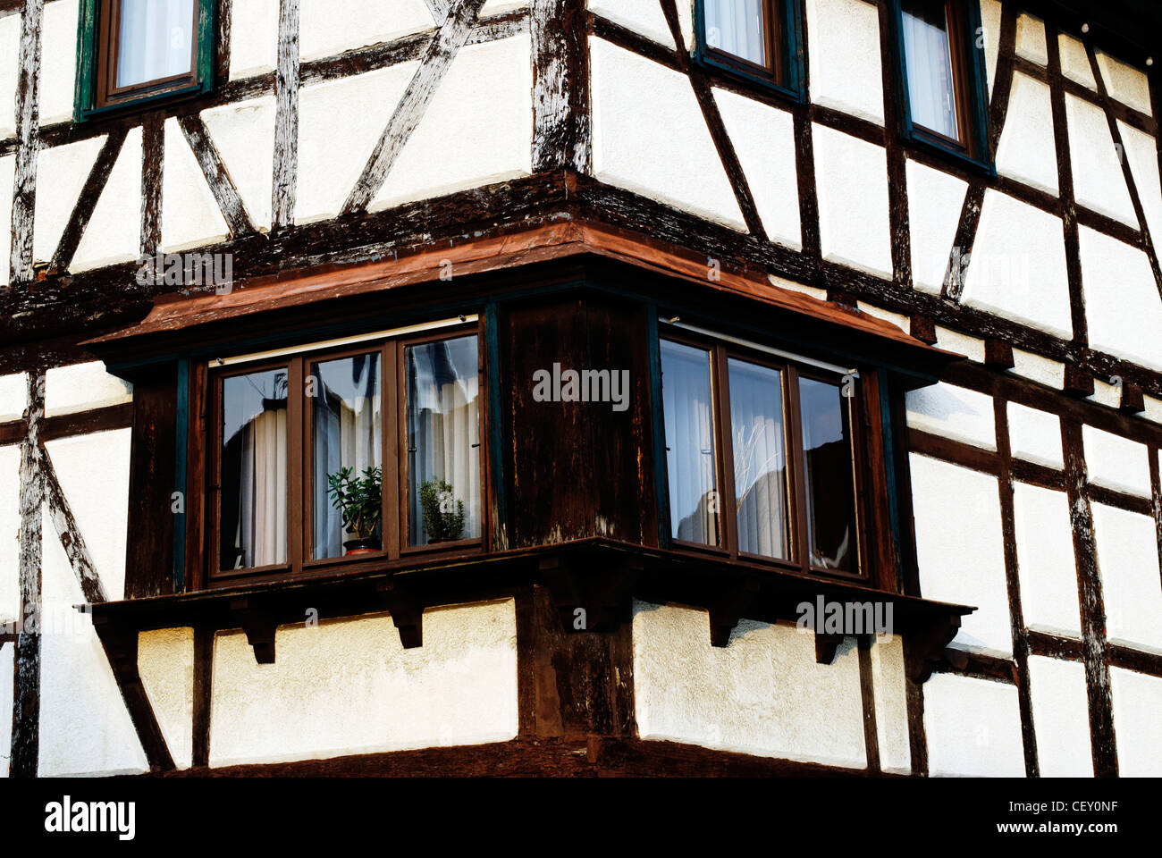 German timber-framed architecture in the town of Bensheim in Hesse ...