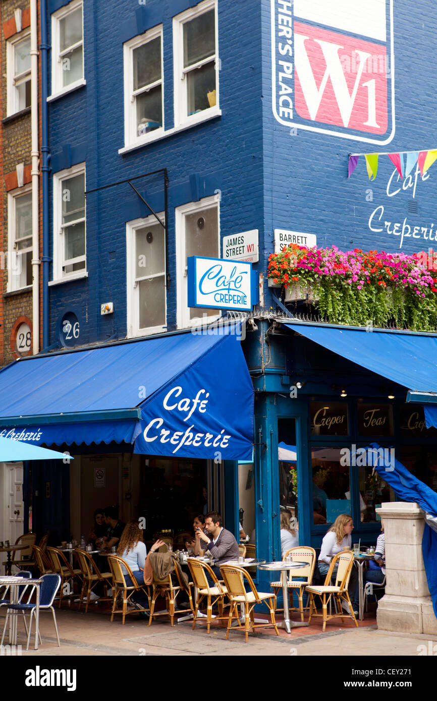 A blue painted cafe in the City of London Stock Photo - Alamy