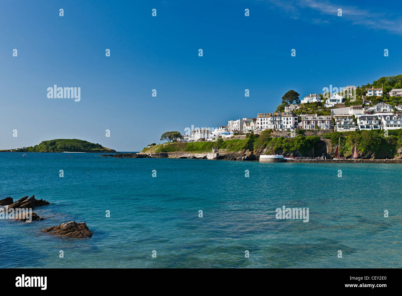 Looe, Looe Island, Banjo Pier, Cornwall, Great Britain, UK Stock Photo ...