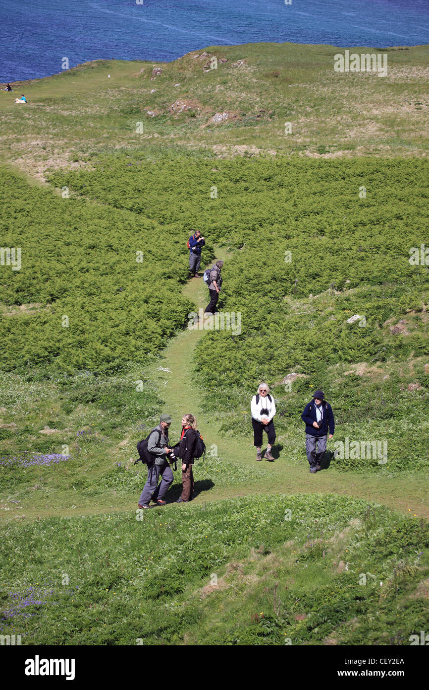 Visitors exploring Lunga, one of the Treshnish Isles, in the Inner ...