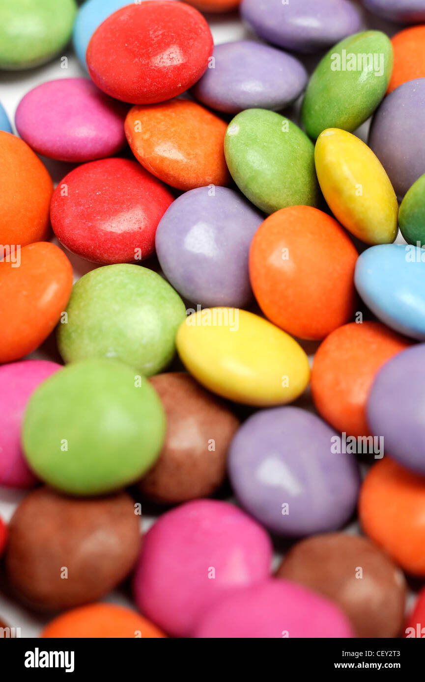 Multi coloured sugar coated chocolate Stock Photo - Alamy