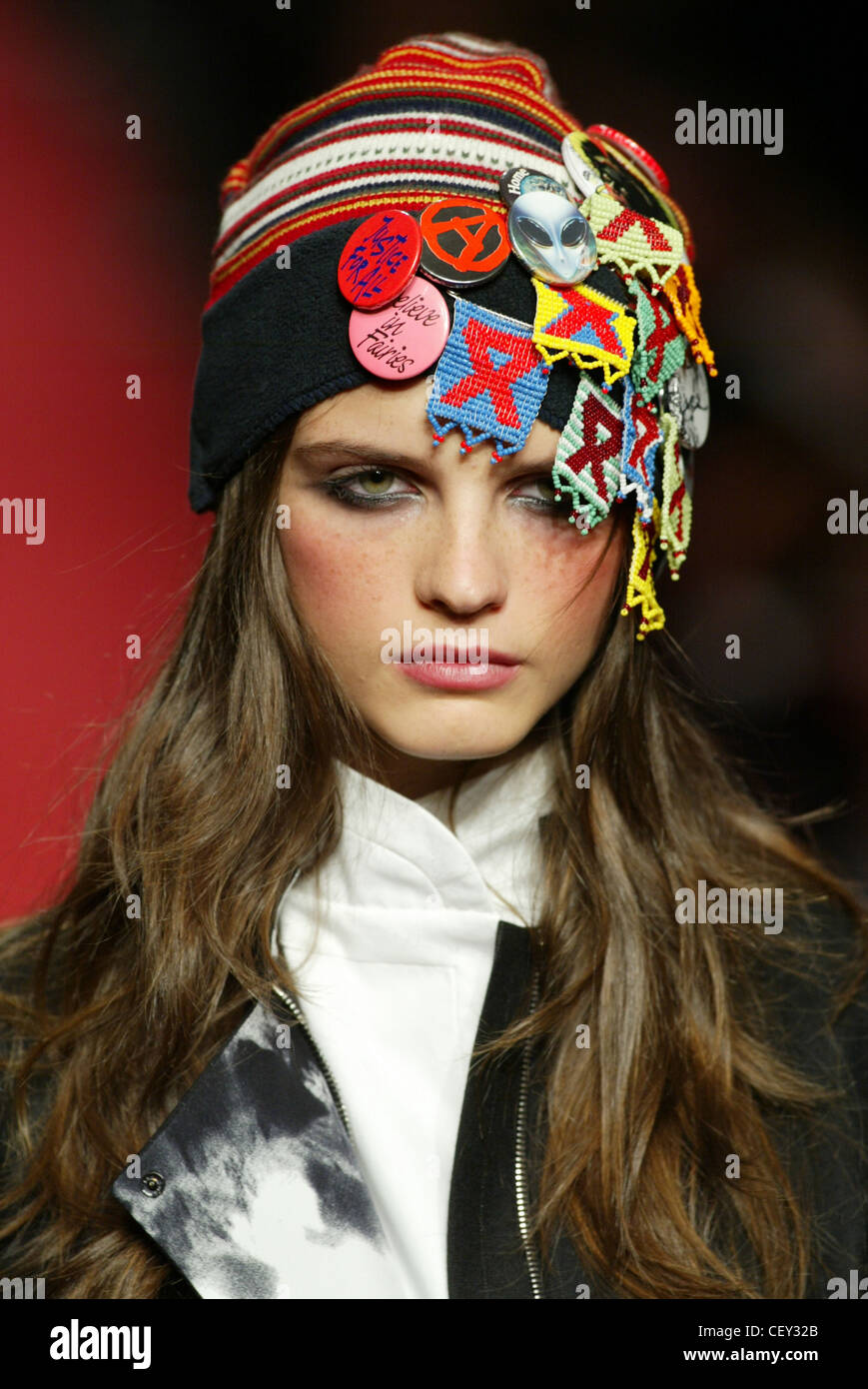 Rifat Ozbek at Pollini Milan Autumn Winter Model long brunette hair ...