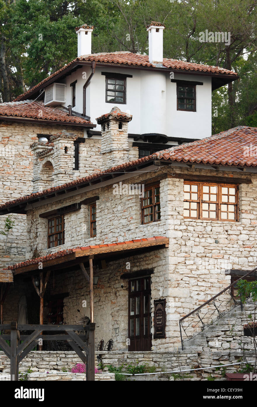 Ancient architecture houses in Balchik Stock Photo - Alamy