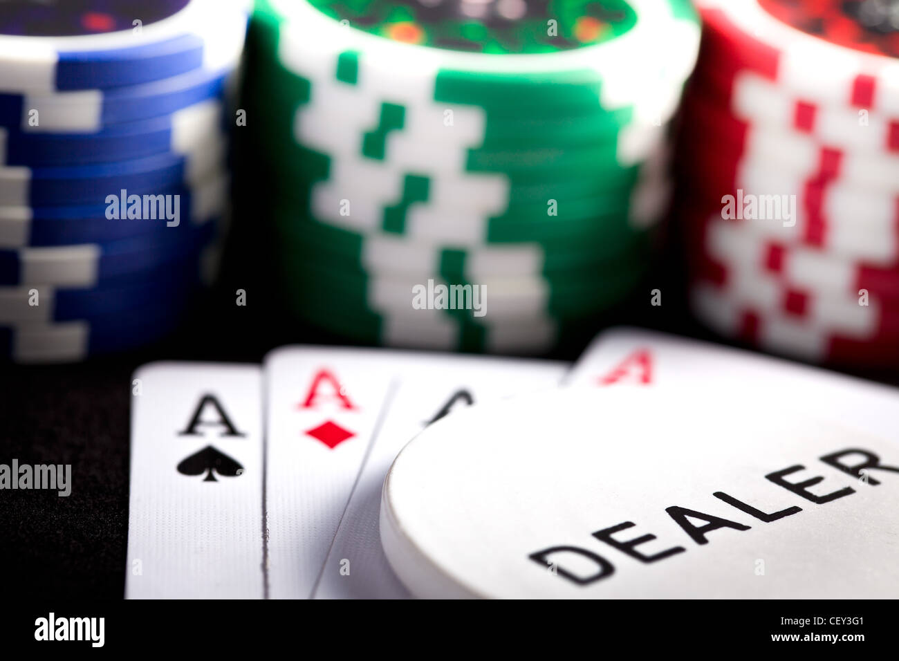the playing cards and poker chips Stock Photo - Alamy