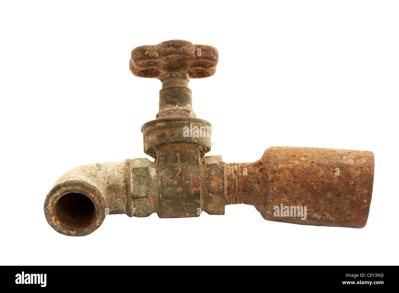 Old rusty iron tap isolated on white Stock Photo - Alamy