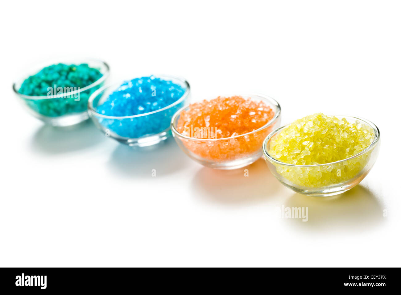 the colorful bath salt in glass bowl Stock Photo - Alamy