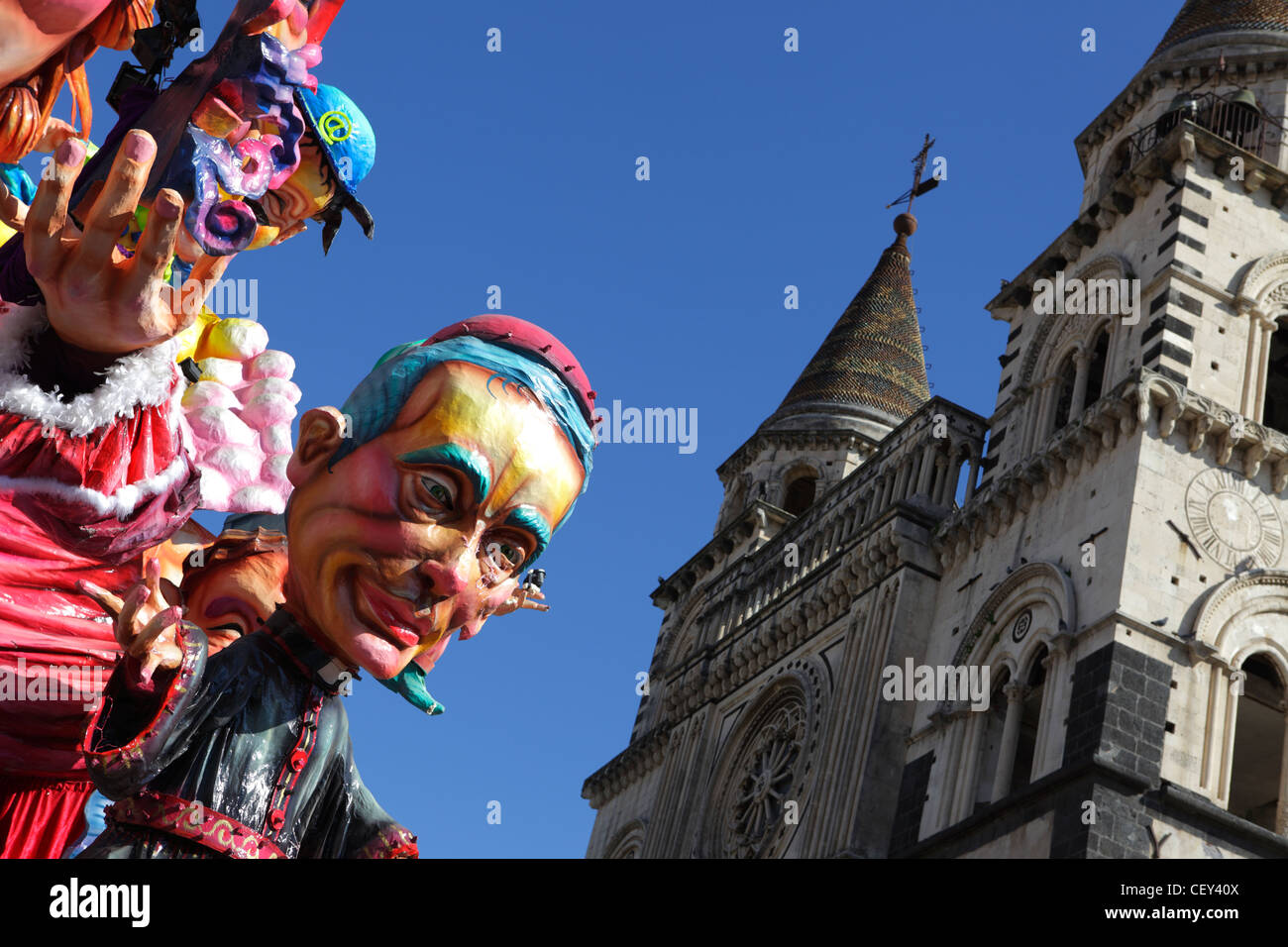 Traditional grotesque carts at Acireale Carnival, Catania, Sicily ...