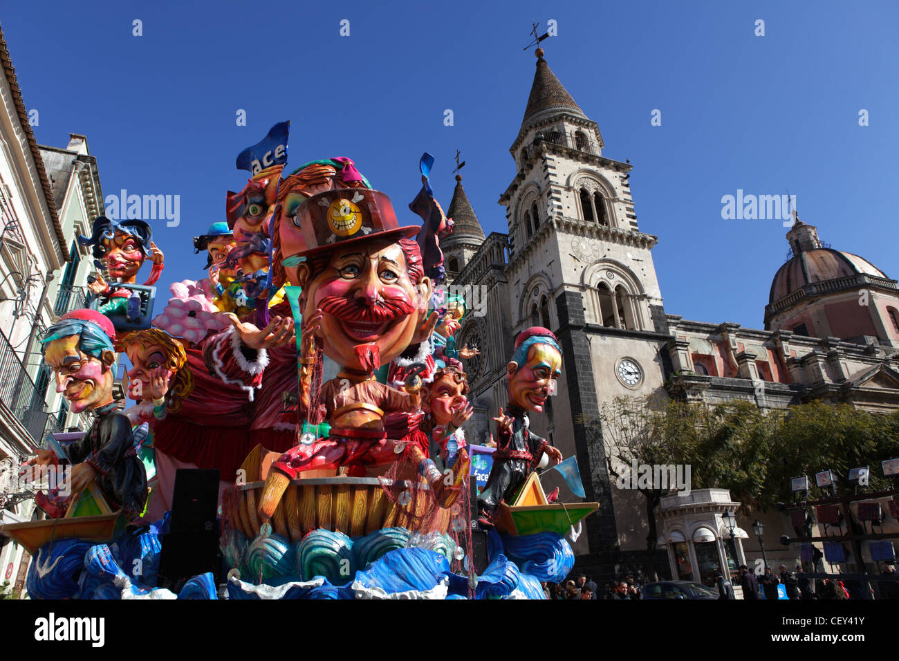 Traditional grotesque carts at Acireale Carnival, Catania, Sicily ...