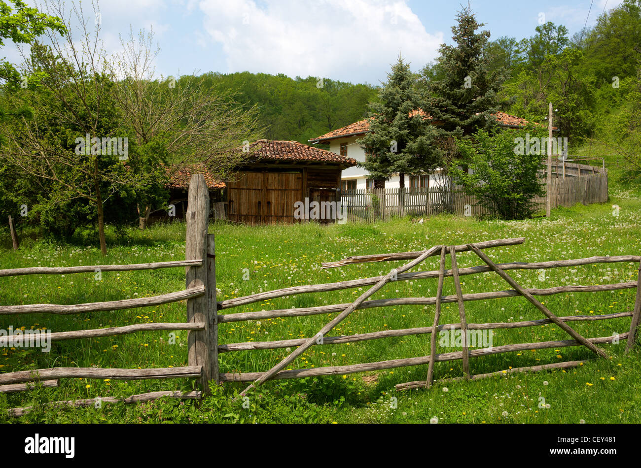 Village spring scene, view from the countryside of Bulgaria Stock Photo ...