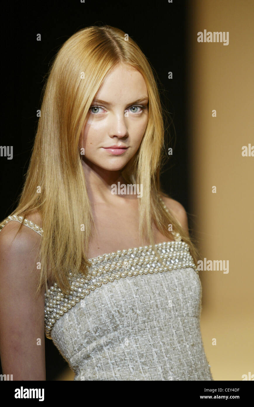 Andrew G N Paris Spring Summer Model long blonde hair framing face ...