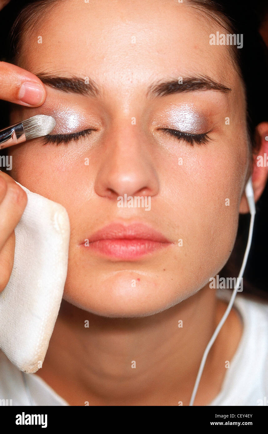 Backstage Milan Spring Summer Fendi Model brunette hair off face ...
