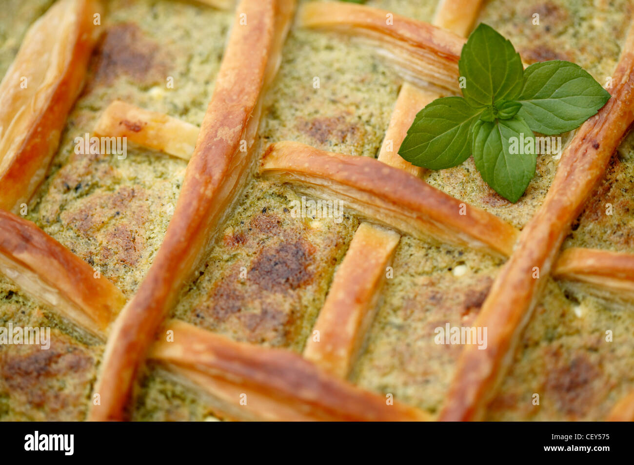 Bulgarian traditional flat cake with white cheese Stock Photo - Alamy