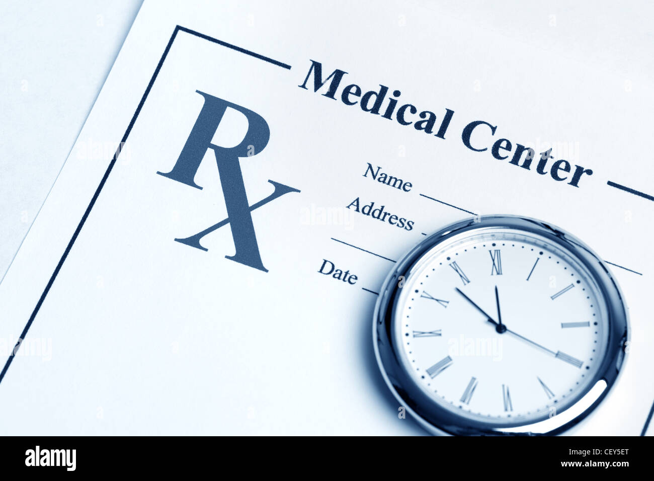 Clock and Prescription, concept for Healthcare And Medicine Stock Photo ...