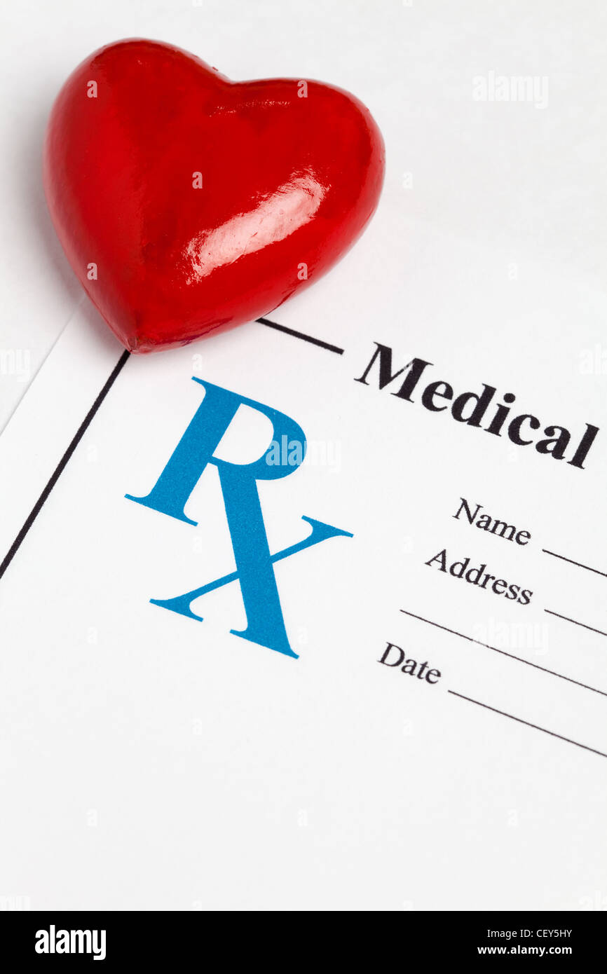 Rx prescription red heart hi-res stock photography and images - Alamy