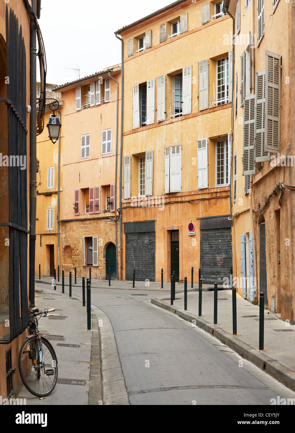 Typical street in the ancient part of Aix en Provence town, France ...
