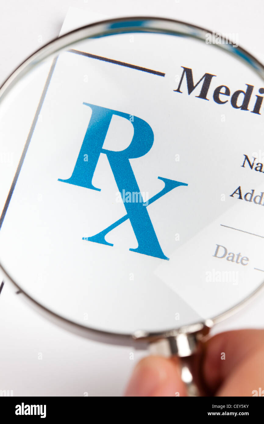 magnifying glass and Prescription, concept for Healthcare And Medicine ...