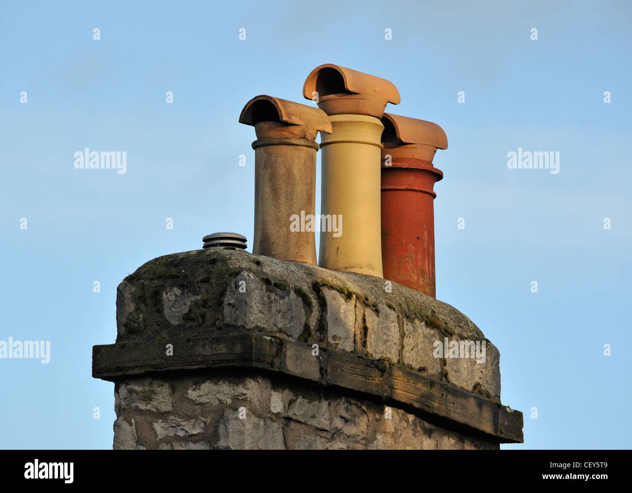 House chimney stack with four pots. Captain French Lane, Kendal ...