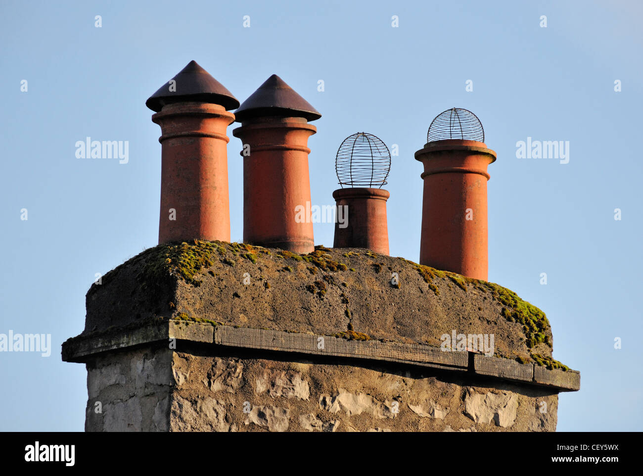 House chimney stack with four pots. Captain French Lane, Kendal ...
