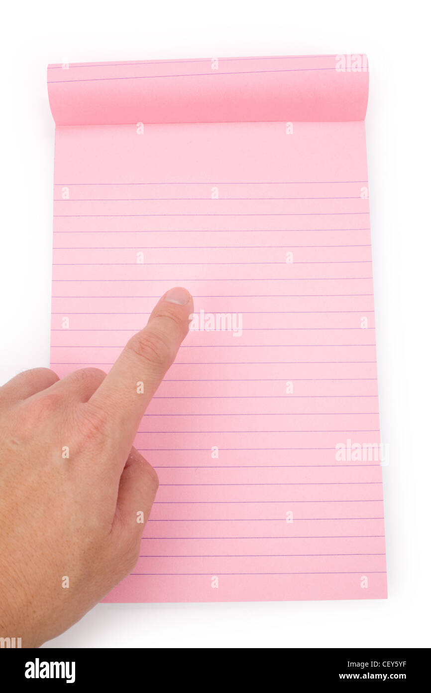 Pink note paper with white background Stock Photo - Alamy