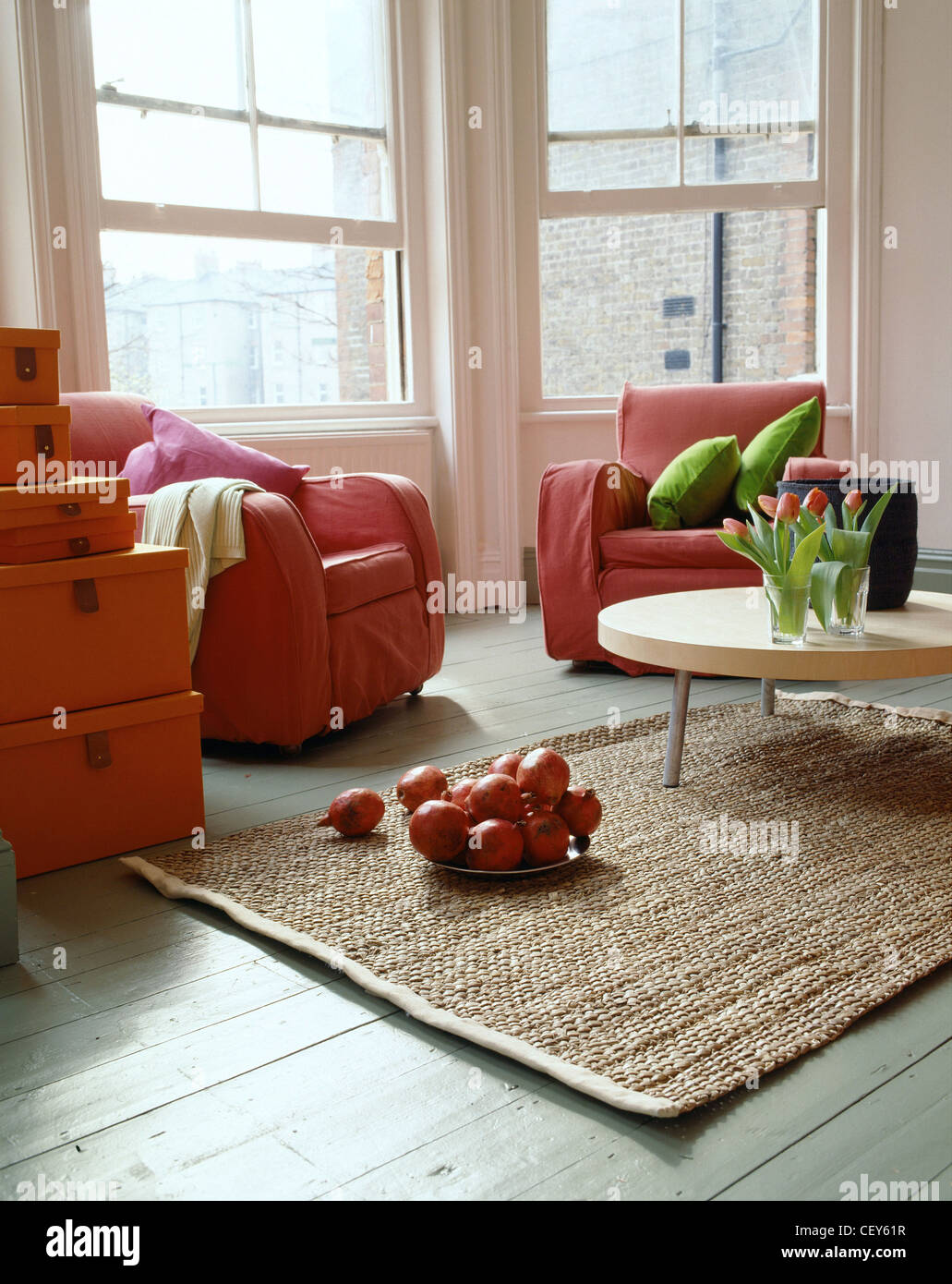 Living and dining room makeover: AFTER Living room open bay windows ...