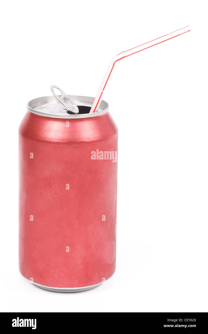 a red soda can with white background Stock Photo - Alamy