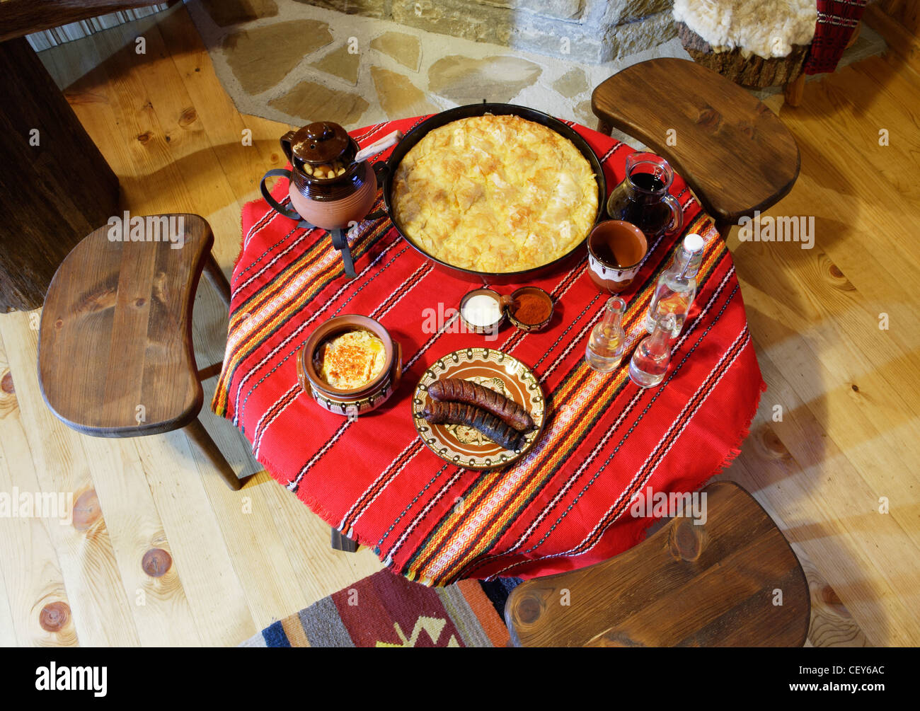 Traditional Bulgarian food on dining-table Stock Photo - Alamy