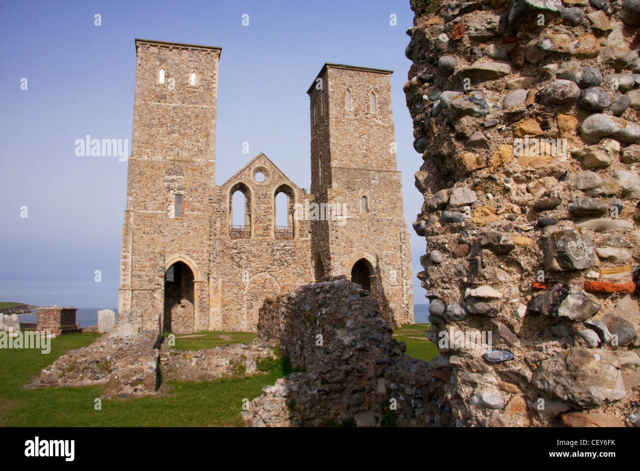 The Reculver Towers on the north coast of Kent Stock Photo - Alamy