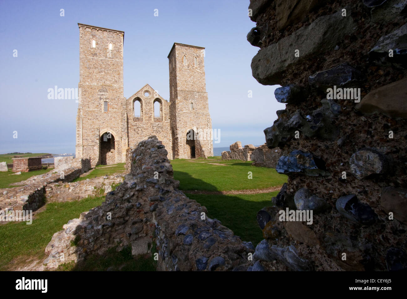 The Reculver Towers on the north coast of Kent Stock Photo - Alamy