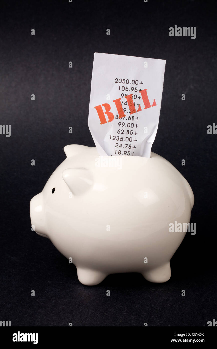 Piggy Bank and bills, concept of financial problem, Bankruptcy Stock ...