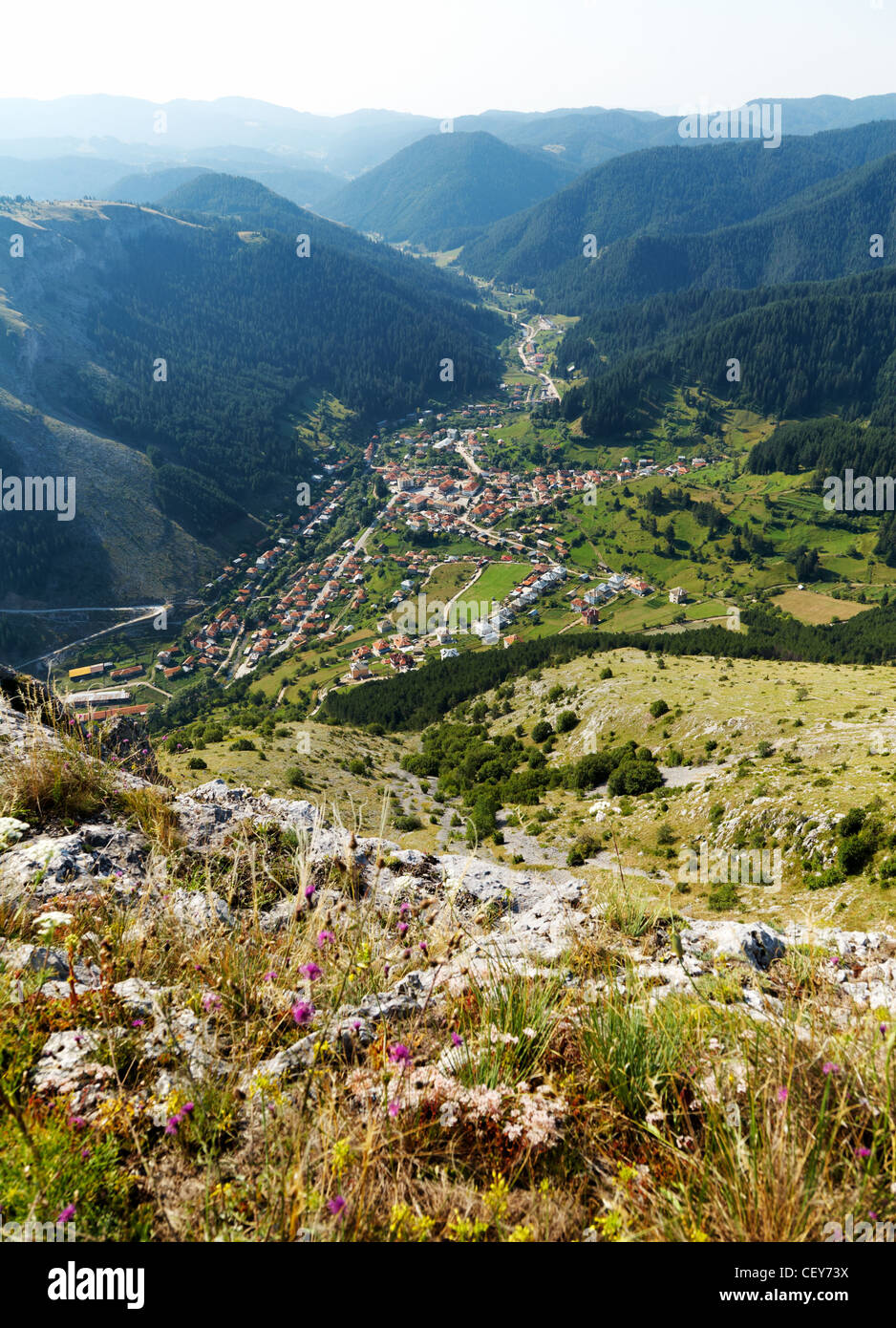 View to Trigrad village from the top of the mountain Stock Photo - Alamy
